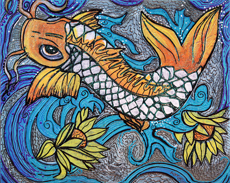 Glitter Fish - Acrylics / Glitter / Canvas, in Animal Artworks